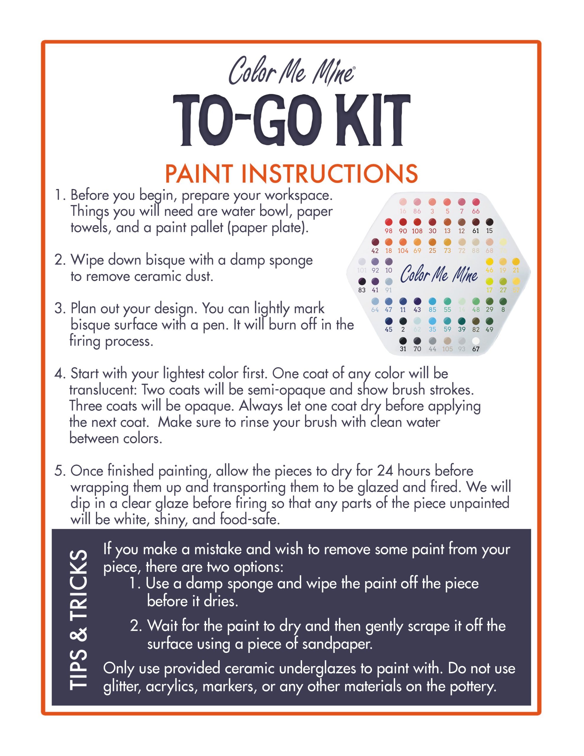 TO-GO Paint Instructions - Chino Hills